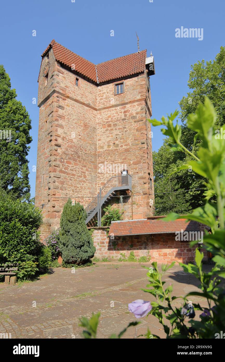 Landmark historic Powder Tower in Eberbach, Neckar Valley, Baden ...