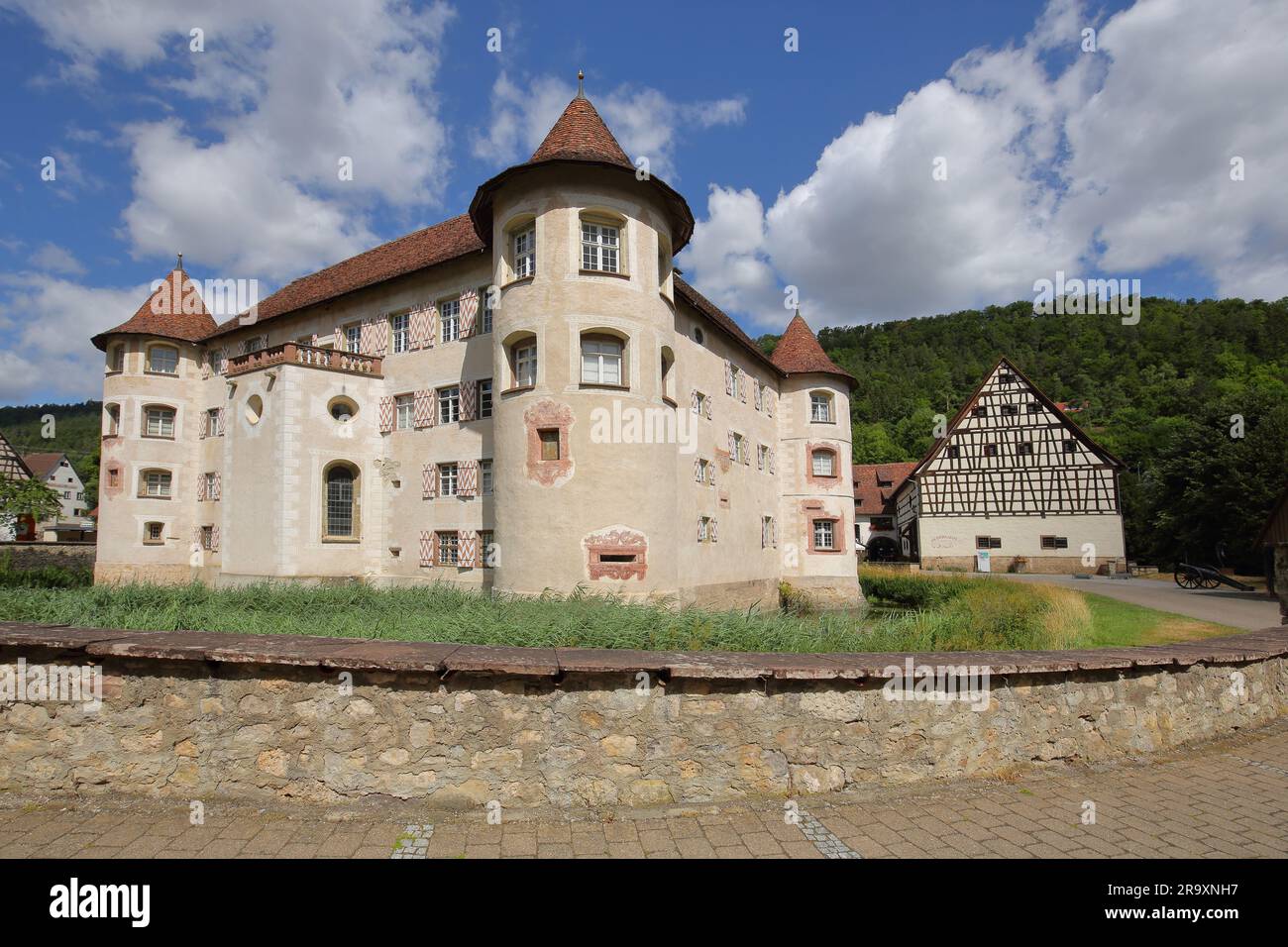 Renaissance moated castle in Glatt, Sulz am Neckar, Baden-Württemberg ...