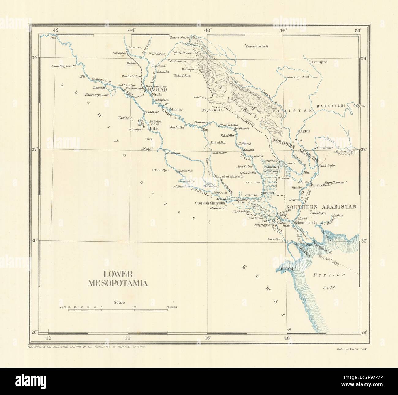 Lower Mesopotamia 1915. First World War. Iraq 1923 old vintage map plan ...