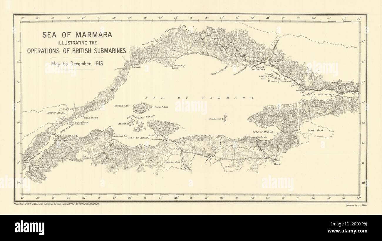 Sea of Marmara. British Submarine operations 1915. Gallipoli Campaign ...