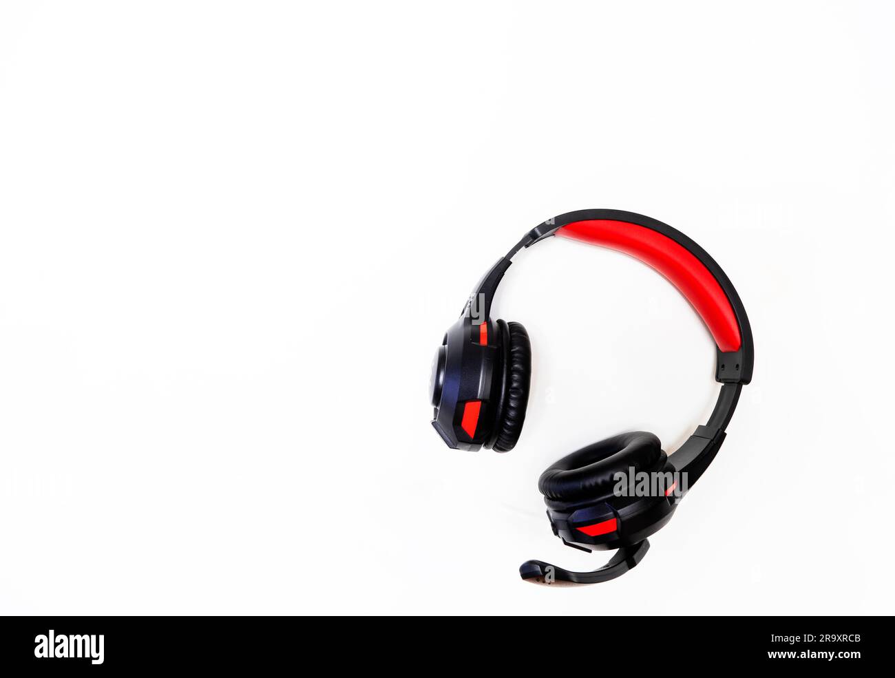 Wireless Over-Ear full size Headphones, Black leather isolated on white ...