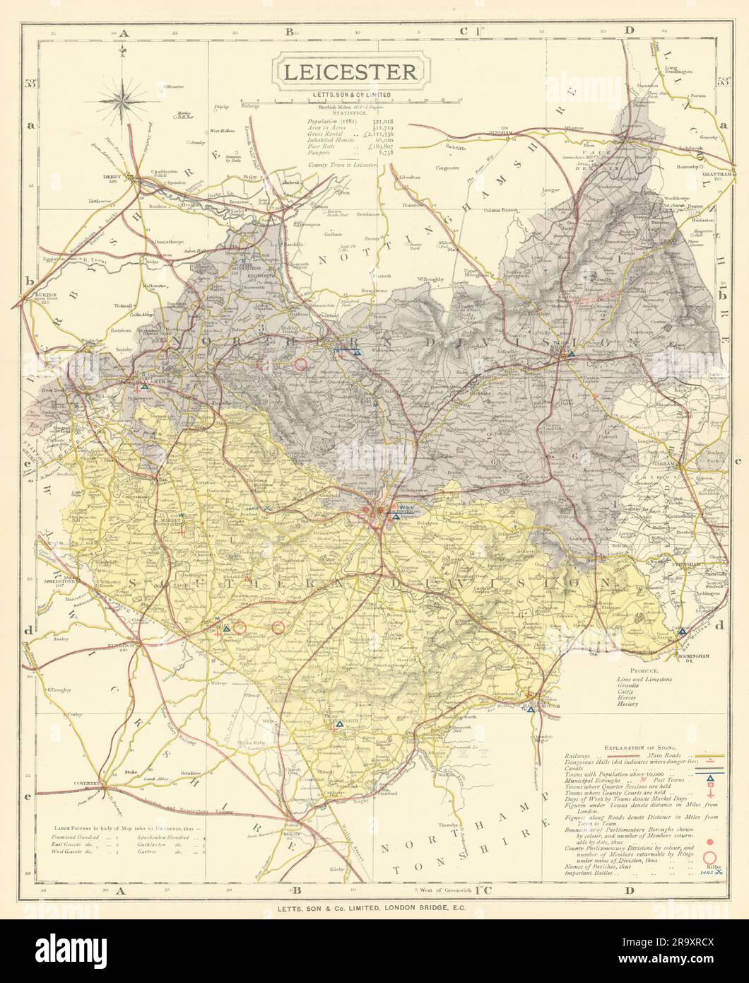 Leicestershire county map hi-res stock photography and images - Alamy
