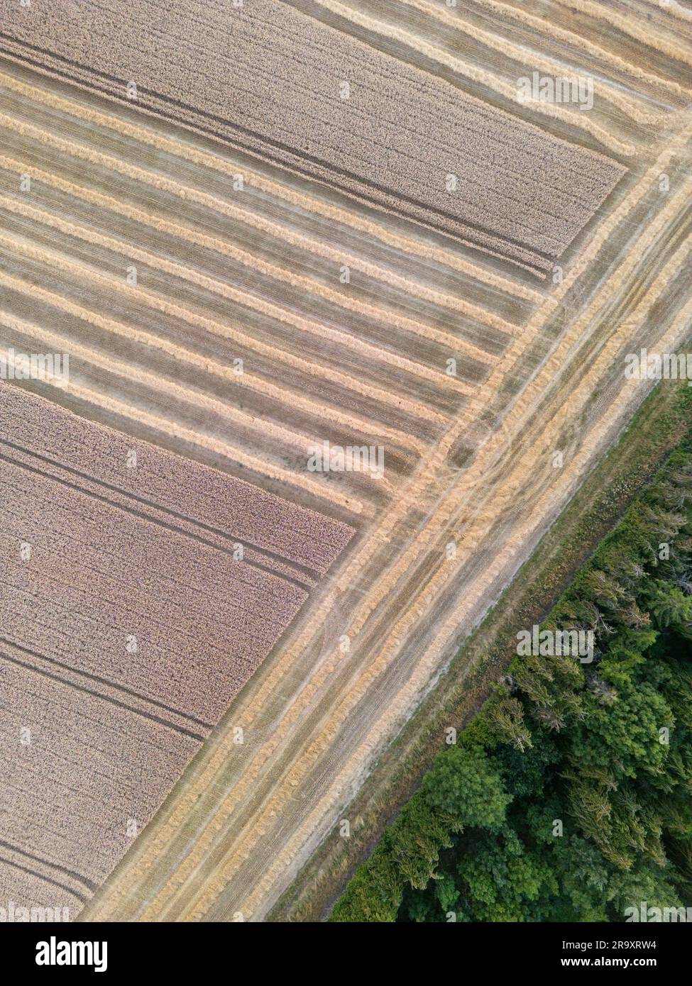 Aerial images of British farmland showing field boundaries and vehicle ...