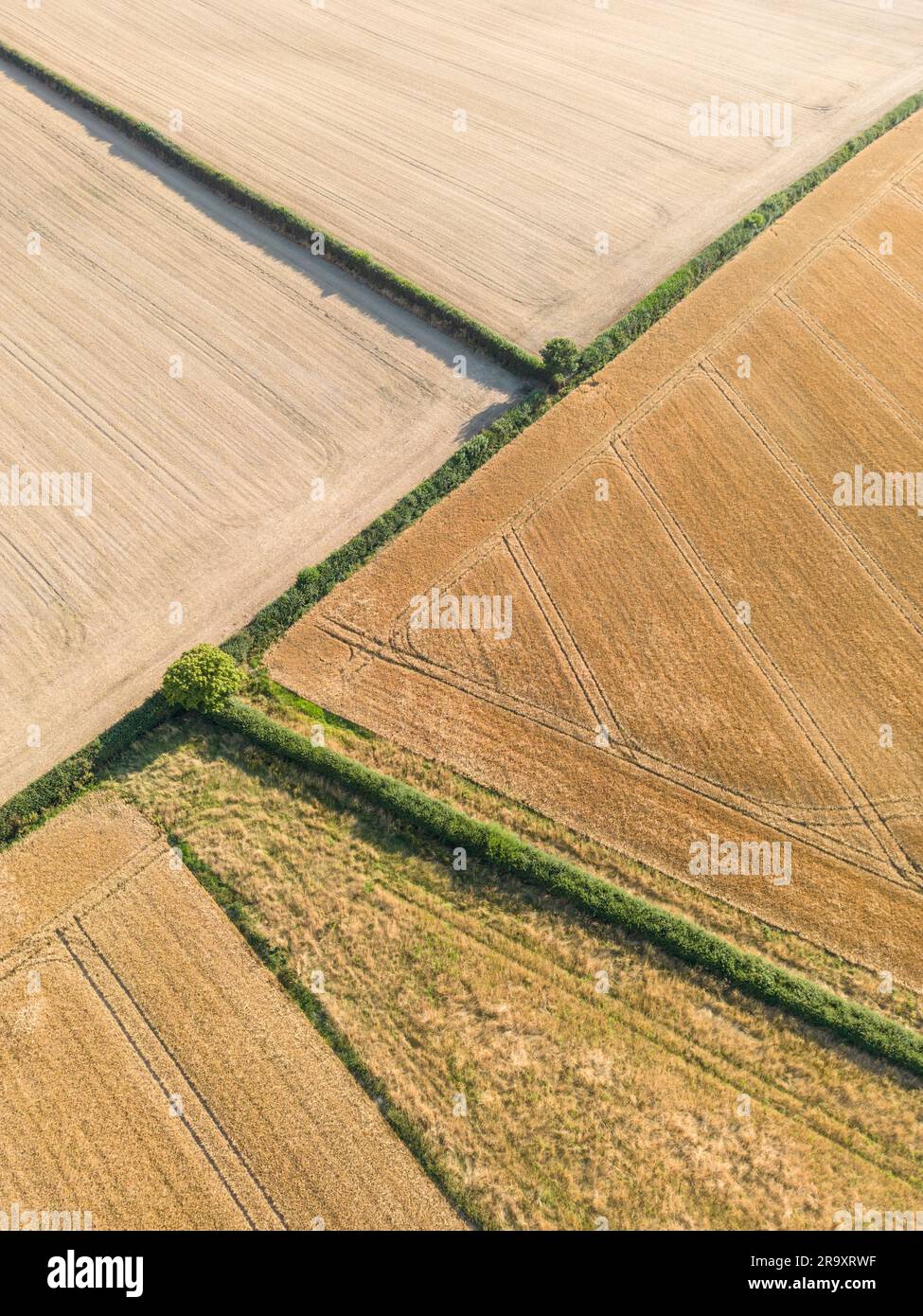 Aerial images of British farmland showing field boundaries and vehicle ...