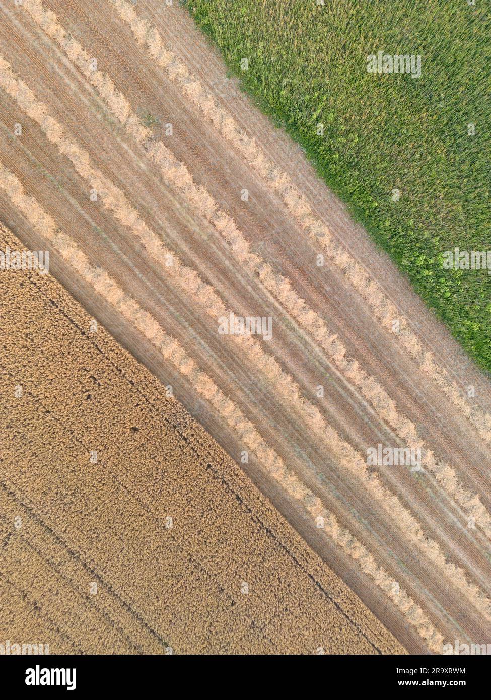 Aerial images of British farmland showing field boundaries and vehicle ...