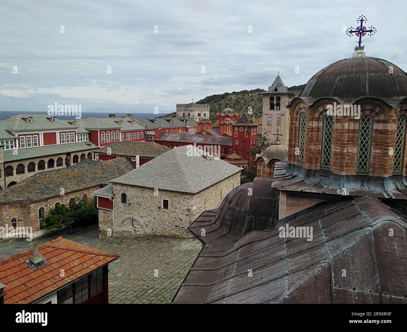 The Monastery of Vatopedi is a monastery built on Mount Athos Stock ...