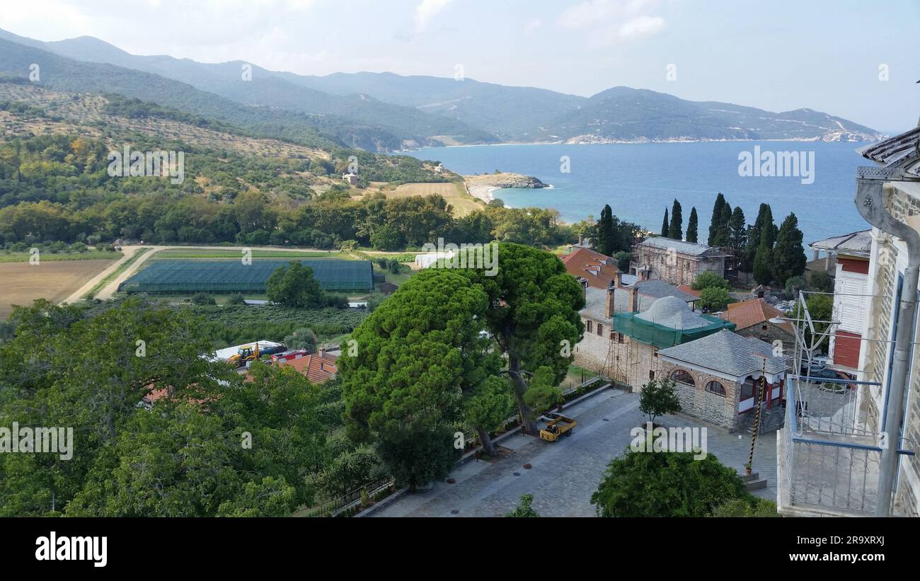 The Monastery of Vatopedi is a monastery built on Mount Athos Stock ...