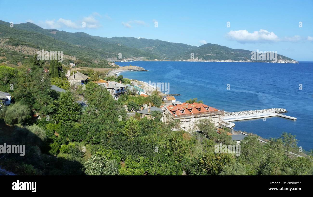 The Monastery of Vatopedi is a monastery built on Mount Athos Stock ...