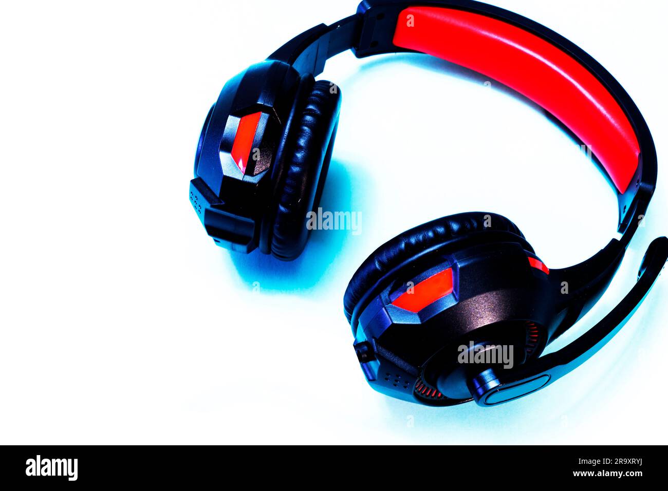 Wireless Over-Ear full size Headphones, Black leather isolated on white ...