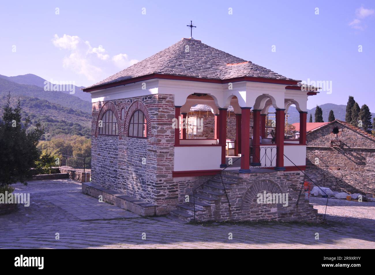 The Monastery of Vatopedi is a monastery built on Mount Athos Stock ...
