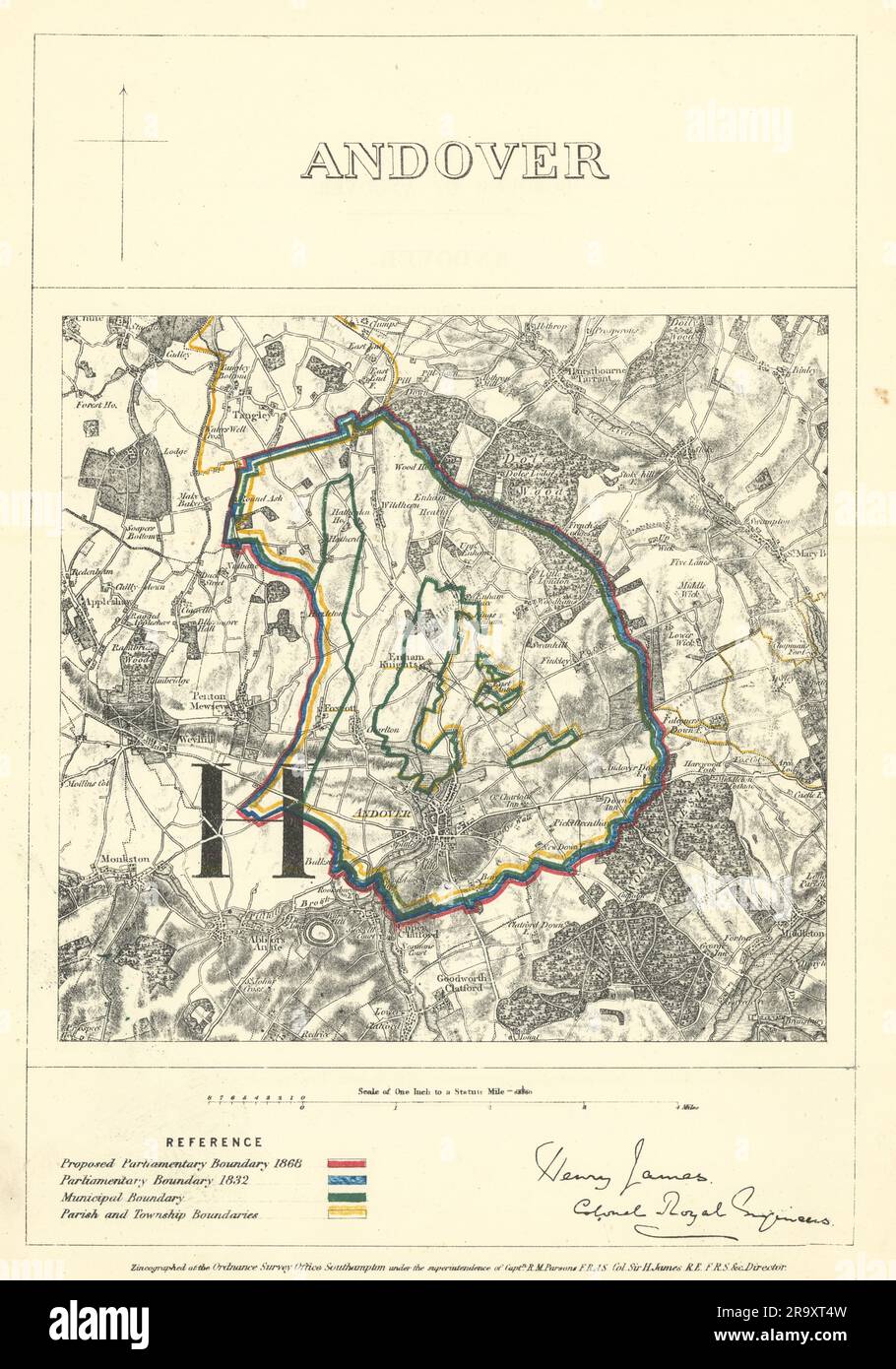Andover, Hampshire. JAMES. Parliamentary Boundary Commission 1868 old ...
