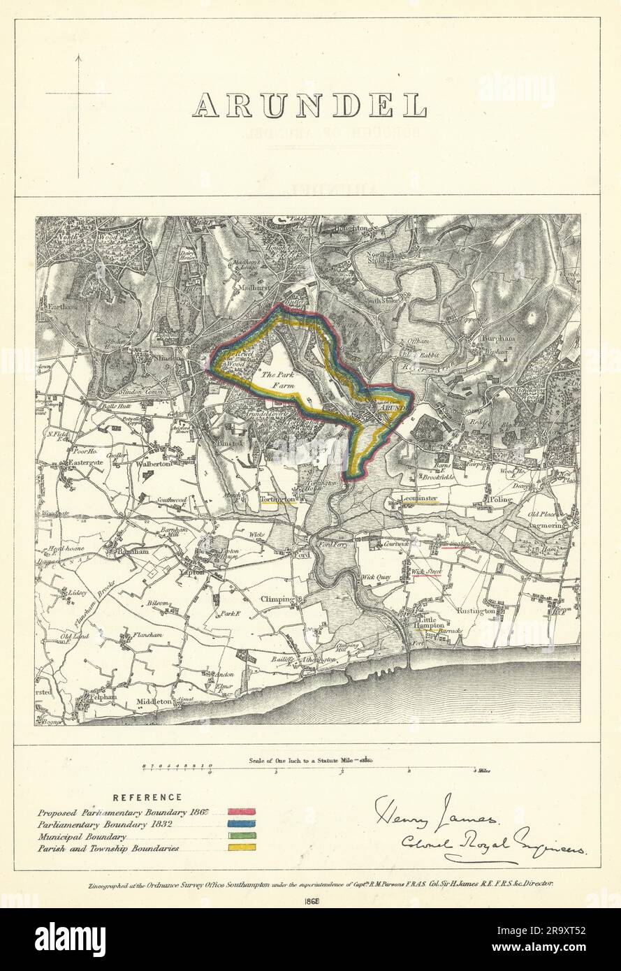 Arundel, Sussex. JAMES. Parliamentary Boundary Commission 1868 old ...
