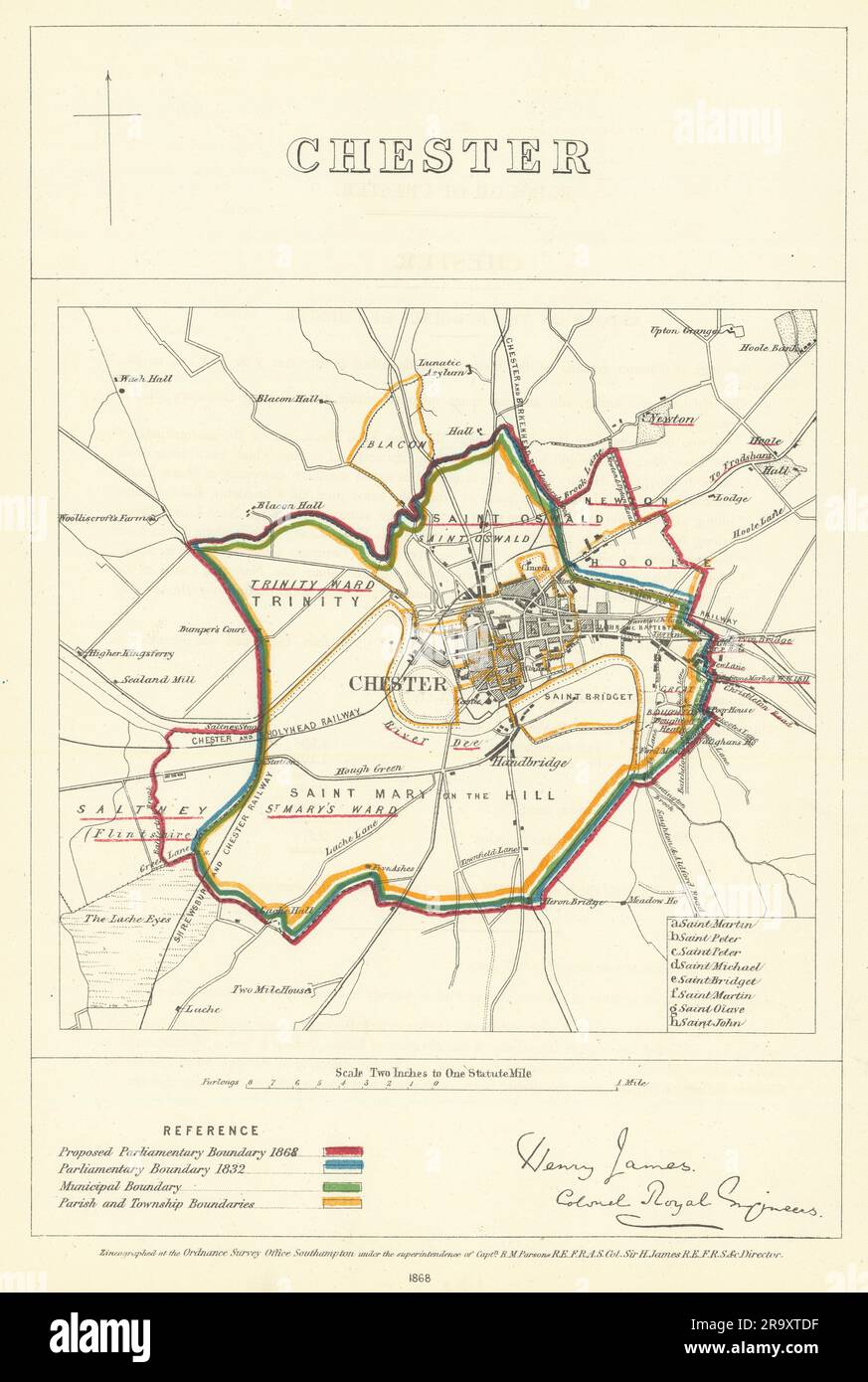 Chester, Cheshire. JAMES. Parliamentary Boundary Commission 1868 old ...