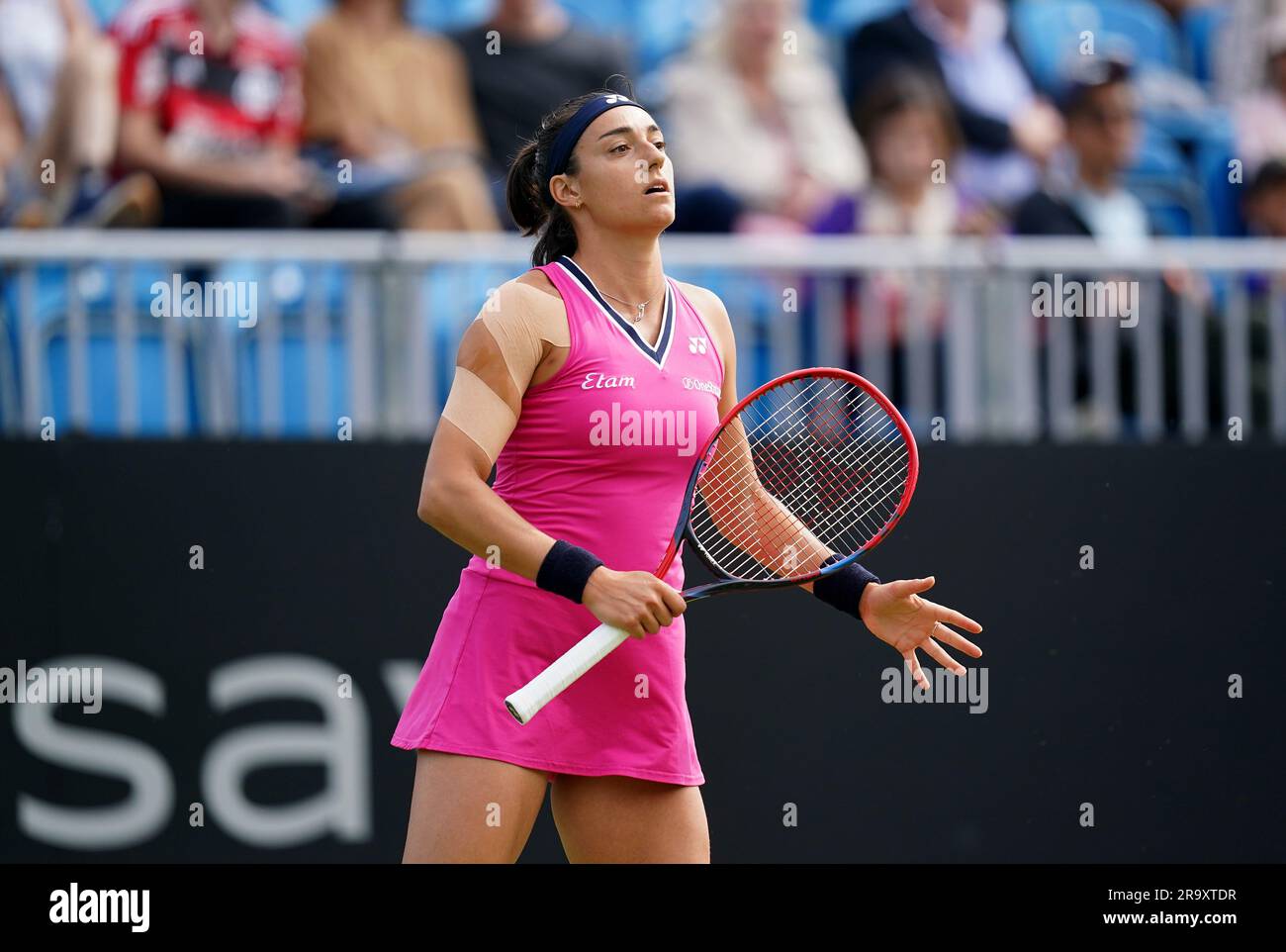 Caroline Garcia reacts during their Women's Singles Quarter Final match ...