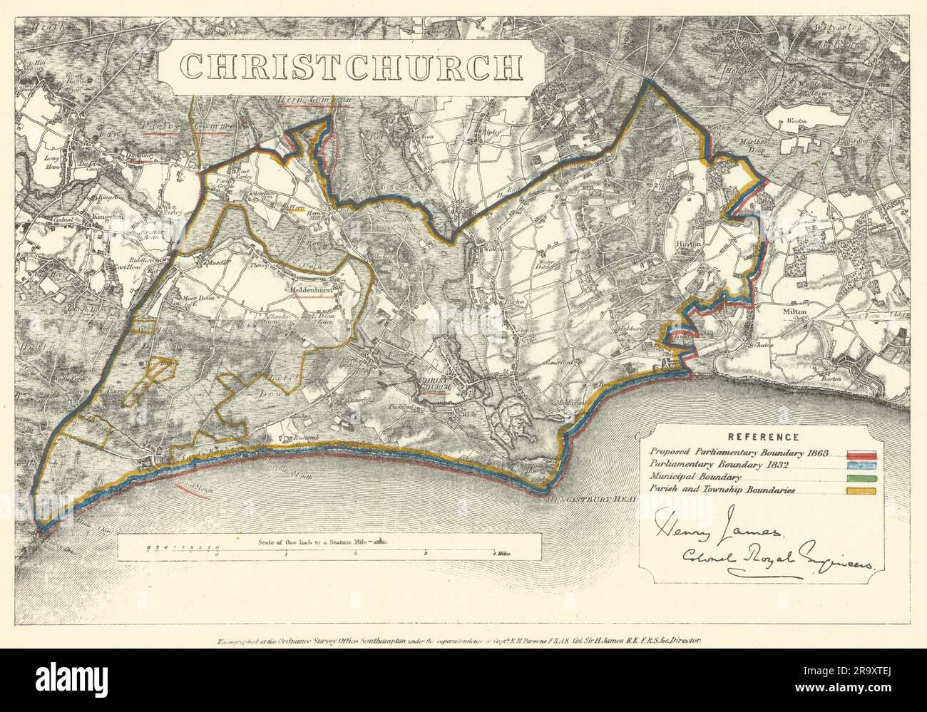 Christchurch, Hampshire. JAMES. Parliamentary Boundary Commission 1868 ...
