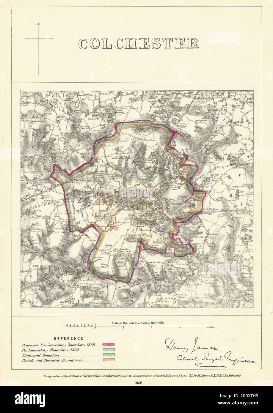 Colchester, Essex. JAMES. Parliamentary Boundary Commission 1868 old ...