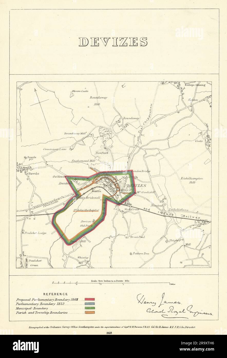 Devizes, Wiltshire. JAMES. Parliamentary Boundary Commission 1868 old ...