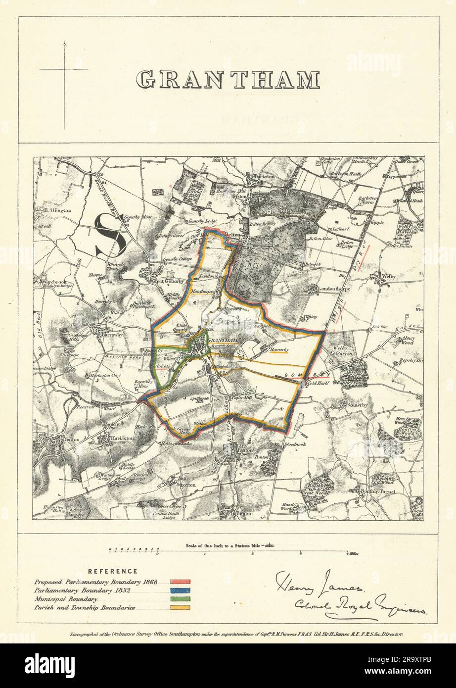 Grantham, Lincolnshire. JAMES. Parliamentary Boundary Commission 1868 ...