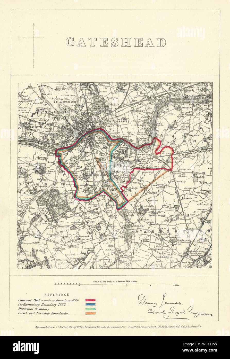 Gateshead, Durham. JAMES. Parliamentary Boundary Commission 1868 old ...