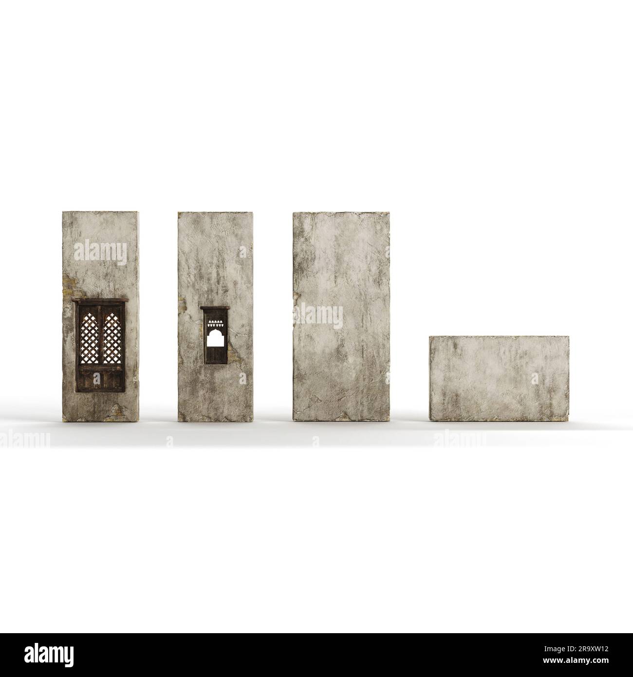 The symmetrical composite of four rectangular blocks of concrete. 3d ...