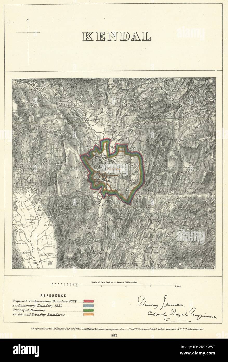 Kendal, Westmorland. JAMES. Parliamentary Boundary Commission 1868 old ...