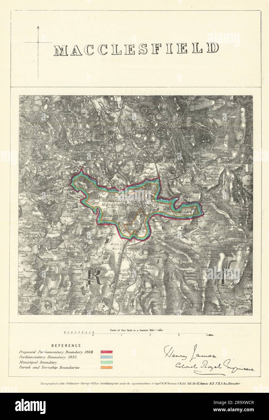 Macclesfield, Cheshire. JAMES. Parliamentary Boundary Commission 1868 ...