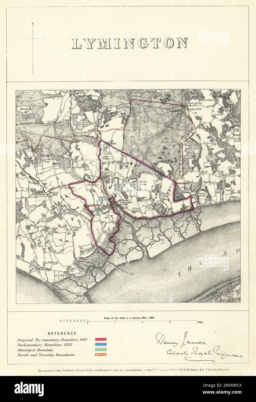 Lymington, Hampshire. JAMES. Parliamentary Boundary Commission 1868 old ...