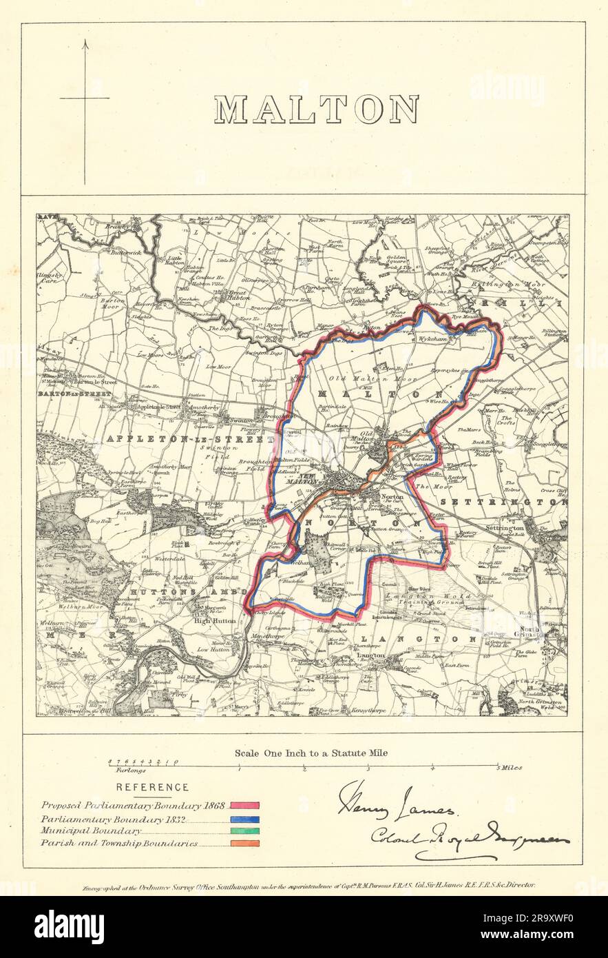 Malton, Yorkshire. JAMES. Parliamentary Boundary Commission 1868 old ...