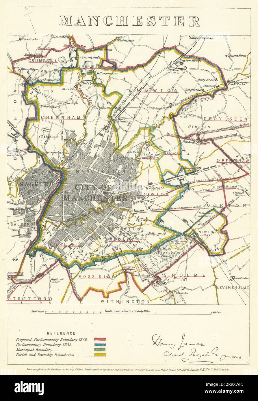 Manchester, Lancashire. JAMES. Parliamentary Boundary Commission 1868 ...
