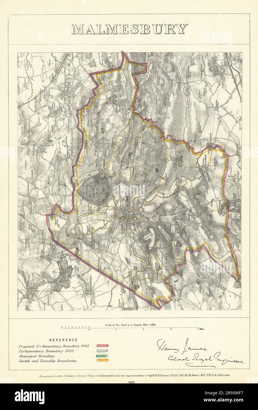 Malmesbury, Wiltshire. JAMES. Parliamentary Boundary Commission 1868 ...