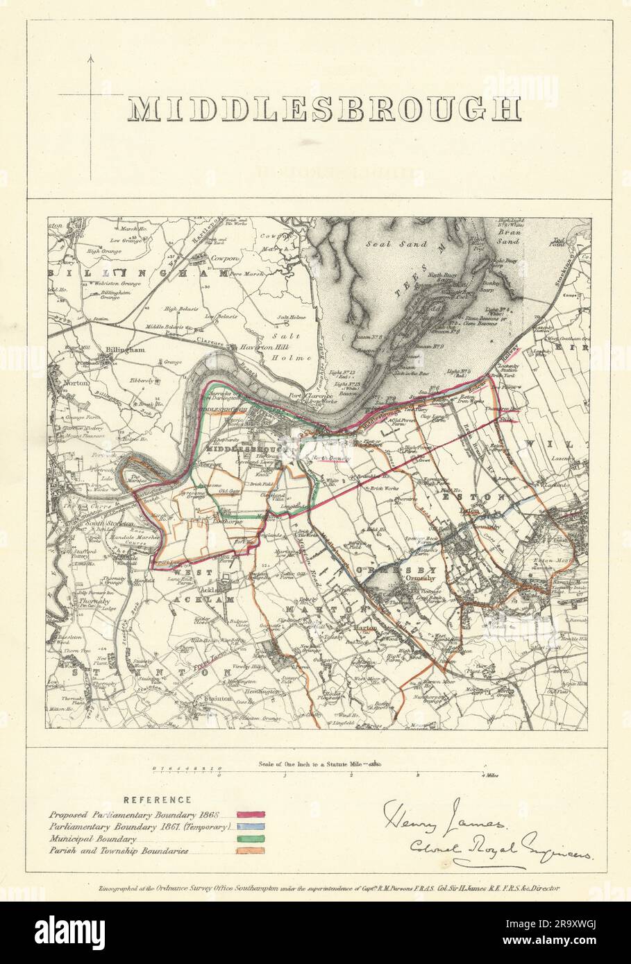 Middlesbrough, Yorkshire. JAMES. Parliamentary Boundary Commission 1868 ...