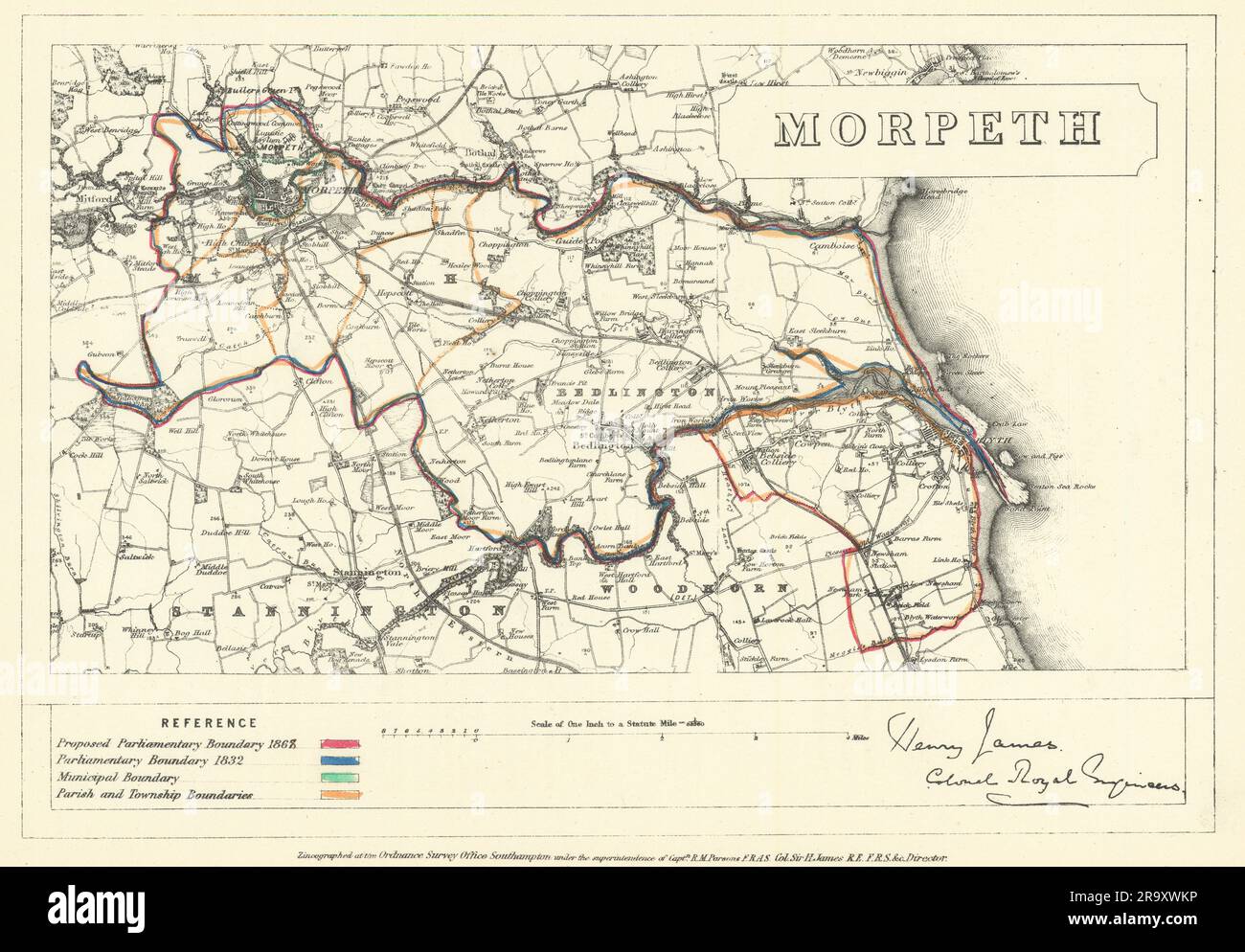 Morpeth, Northumberland. JAMES. Parliamentary Boundary Commission 1868 ...