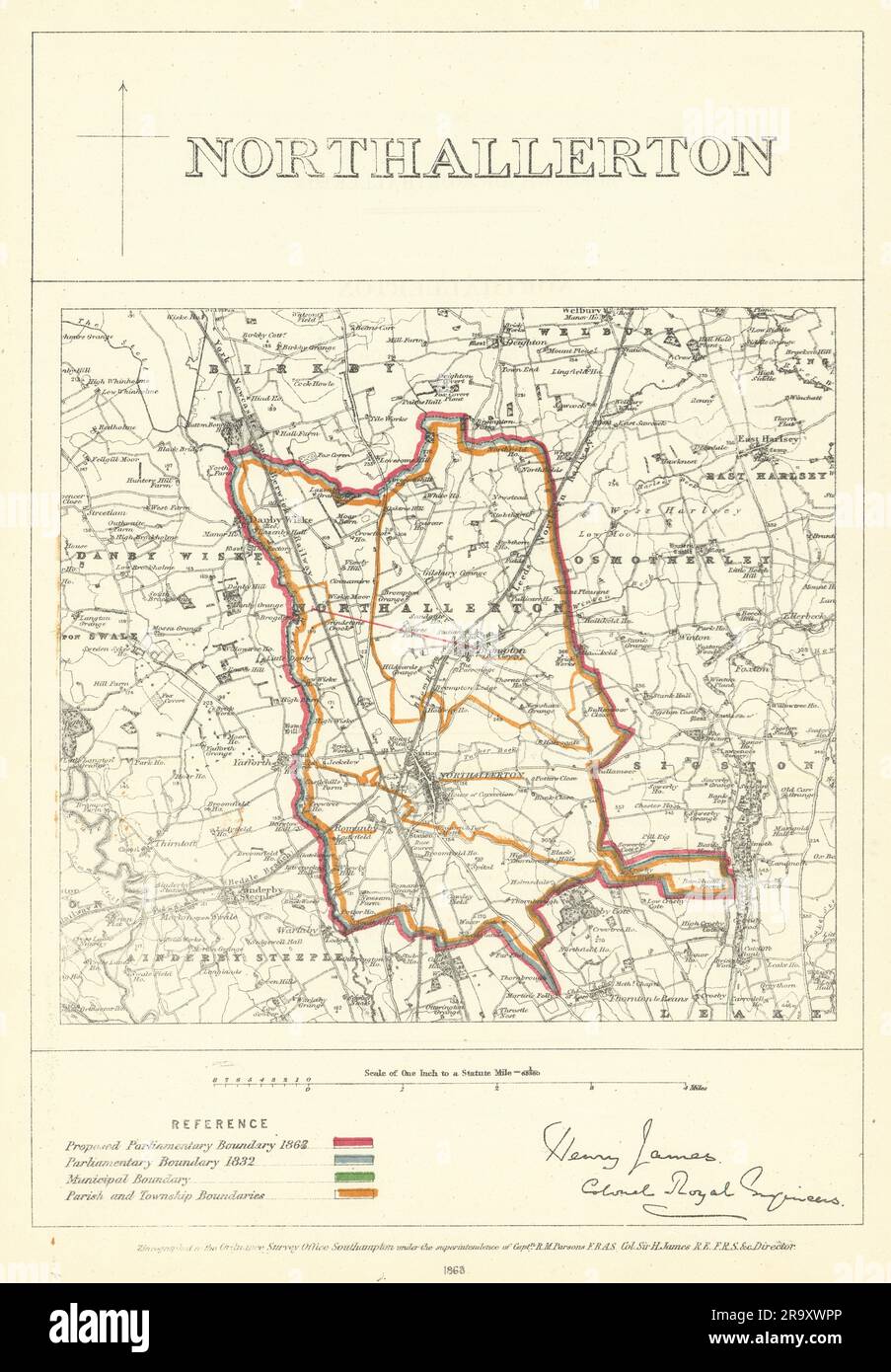 Northallerton, Yorkshire. JAMES. Parliamentary Boundary Commission 1868 ...