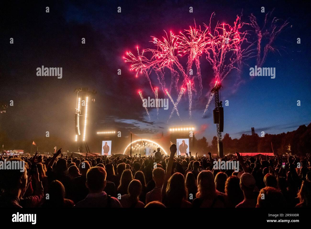 Roskilde, Denmark. 28th, June 2023. Festival goers seen in front of the ...