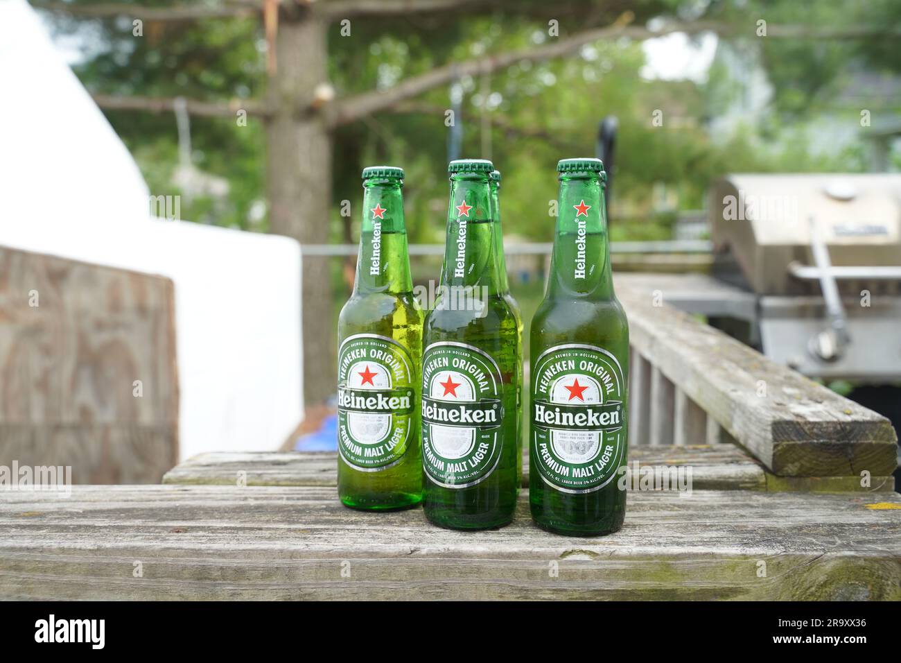 Rockford, IL -27 june2023 :Heineken, Beer. A Heineken beer bottle on a ...