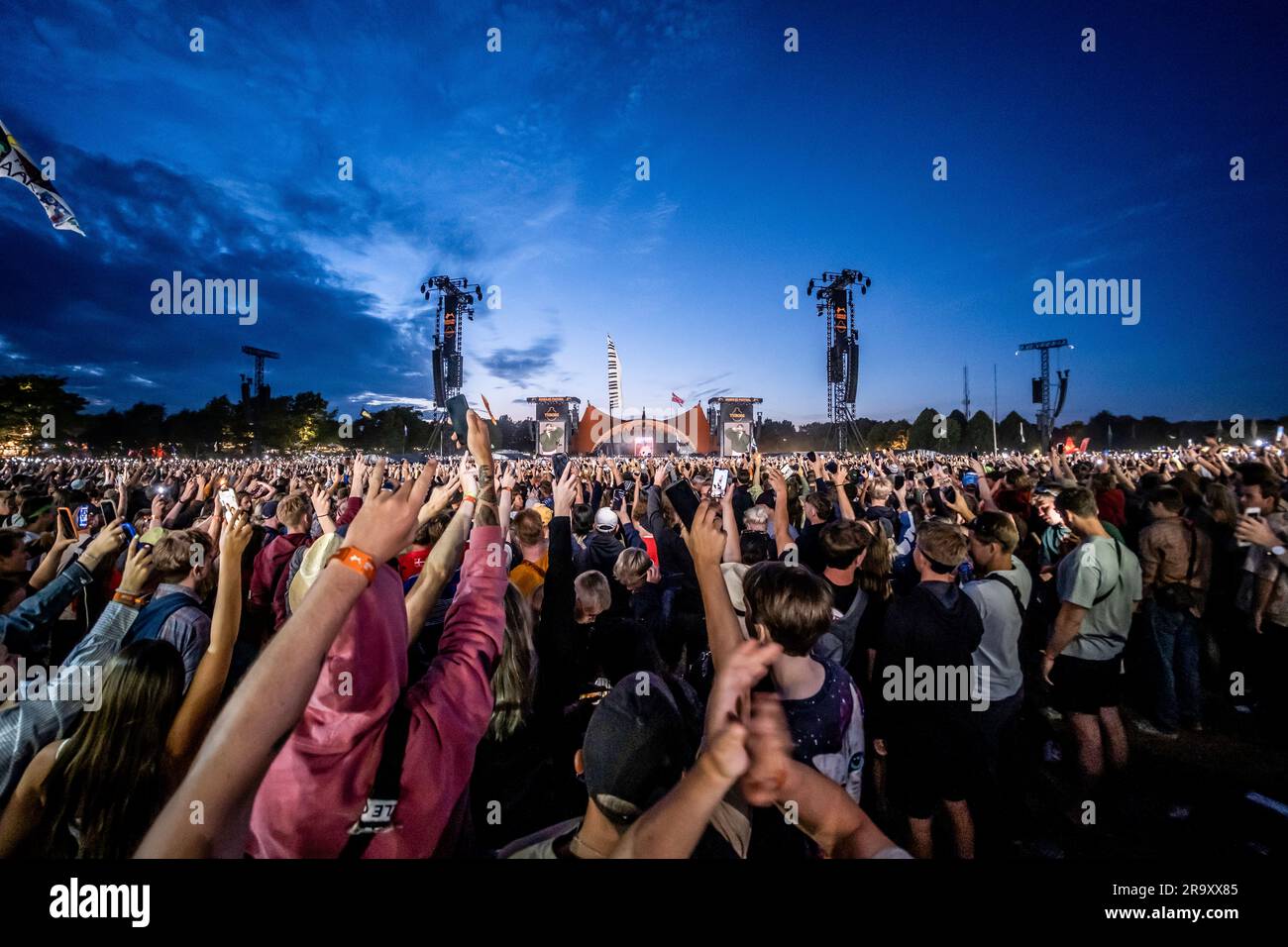 Roskilde, Denmark. 28th, June 2023. Festival goers seen in front of the ...