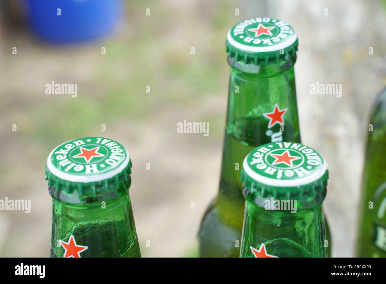 Rockford, IL -27 june2023 :Heineken, Beer. A Heineken beer bottle on a ...