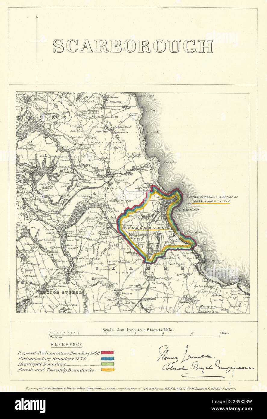 Scarborough, Yorkshire. JAMES. Parliamentary Boundary Commission 1868 ...