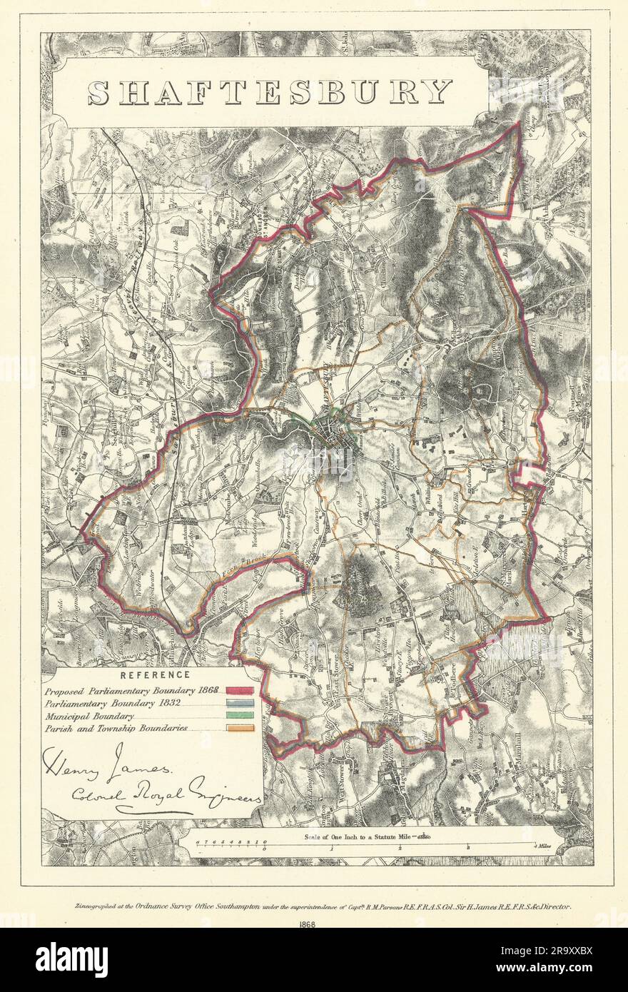 Shaftesbury, Dorset. JAMES. Parliamentary Boundary Commission 1868 old ...