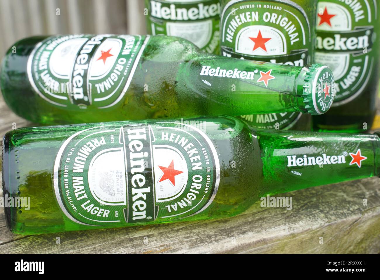 Rockford, IL -27 june2023 :Heineken, Beer. A Heineken beer bottle on a ...
