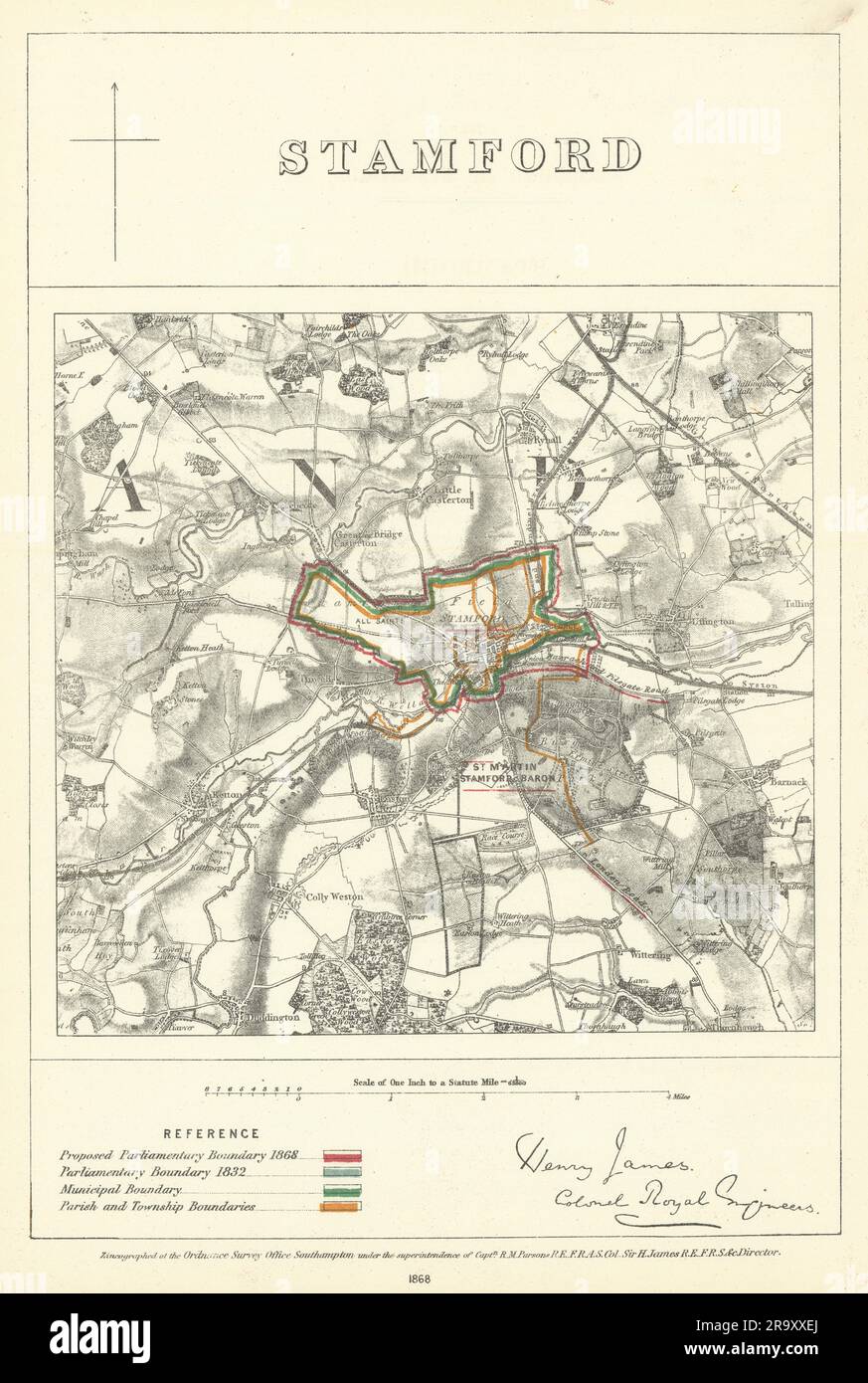 Stamford, Lincolnshire. JAMES. Parliamentary Boundary Commission 1868 ...
