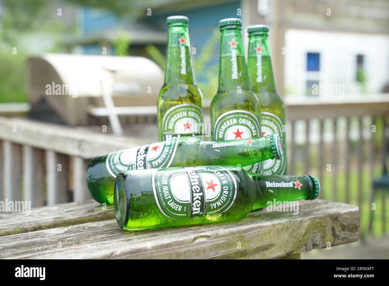 Rockford, IL -27 june2023 :Heineken, Beer. A Heineken beer bottle on a ...