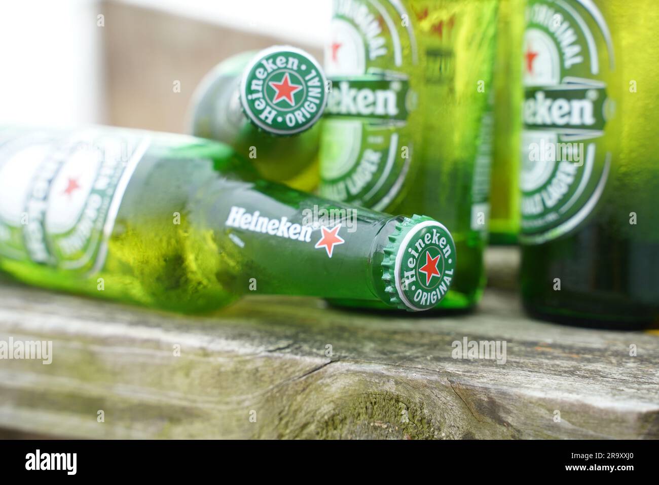 Rockford, IL -27 june2023 :Heineken, Beer. A Heineken beer bottle on a ...