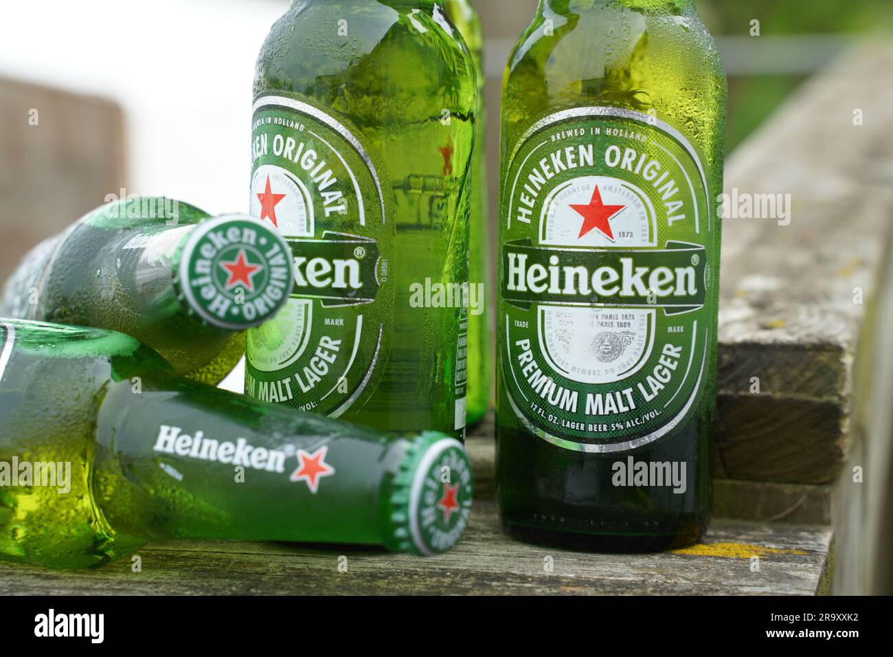 Rockford, IL -27 june2023 :Heineken, Beer. A Heineken beer bottle on a ...