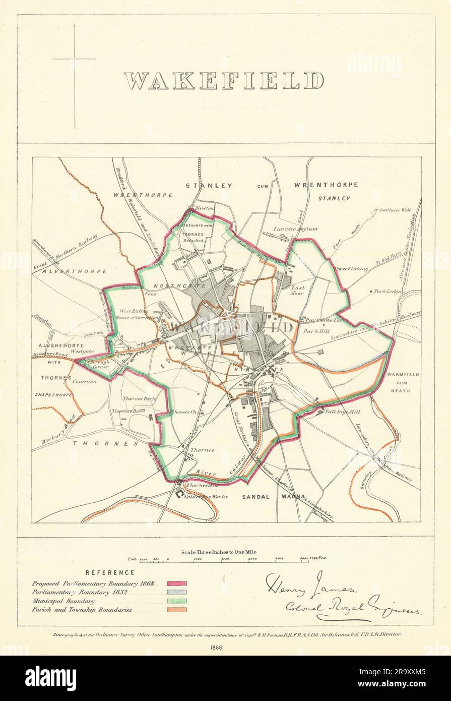 Wakefield, Yorkshire. JAMES. Parliamentary Boundary Commission 1868 old ...