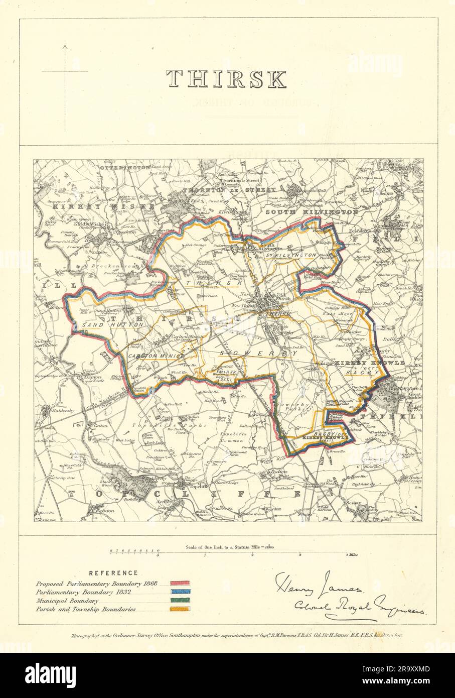 Thirsk, Yorkshire. JAMES. Parliamentary Boundary Commission 1868 old ...