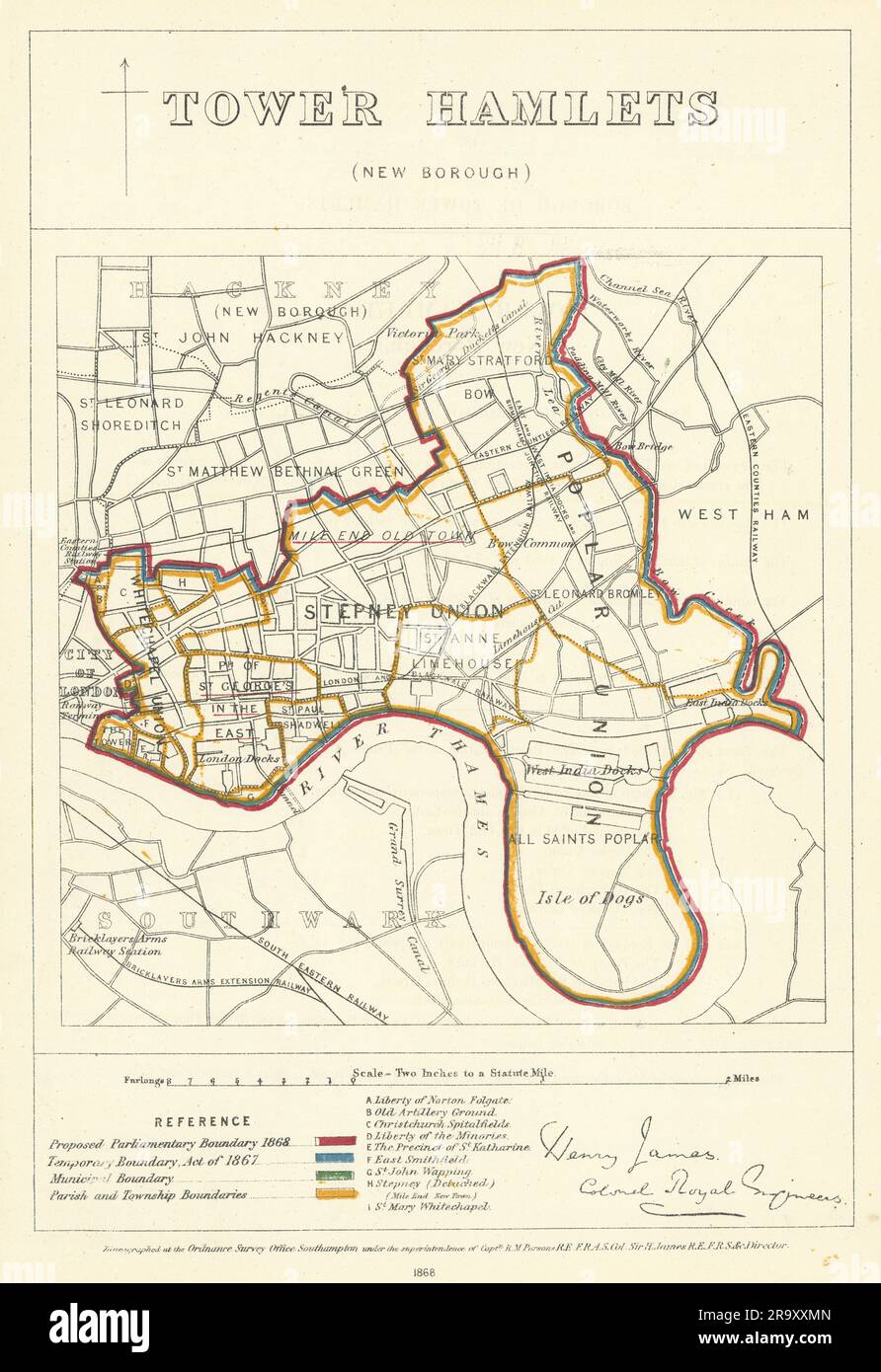 Tower Hamlets, London. JAMES. Parliamentary Boundary Commission 1868 ...