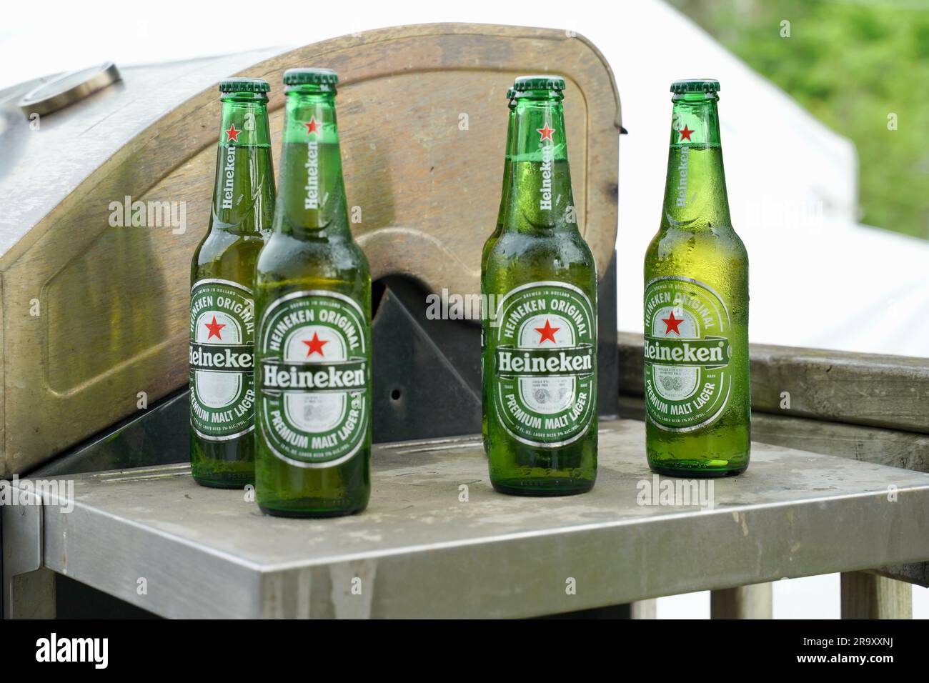 Rockford, IL -27 june2023 :Heineken, Beer. A Heineken beer bottle on a ...
