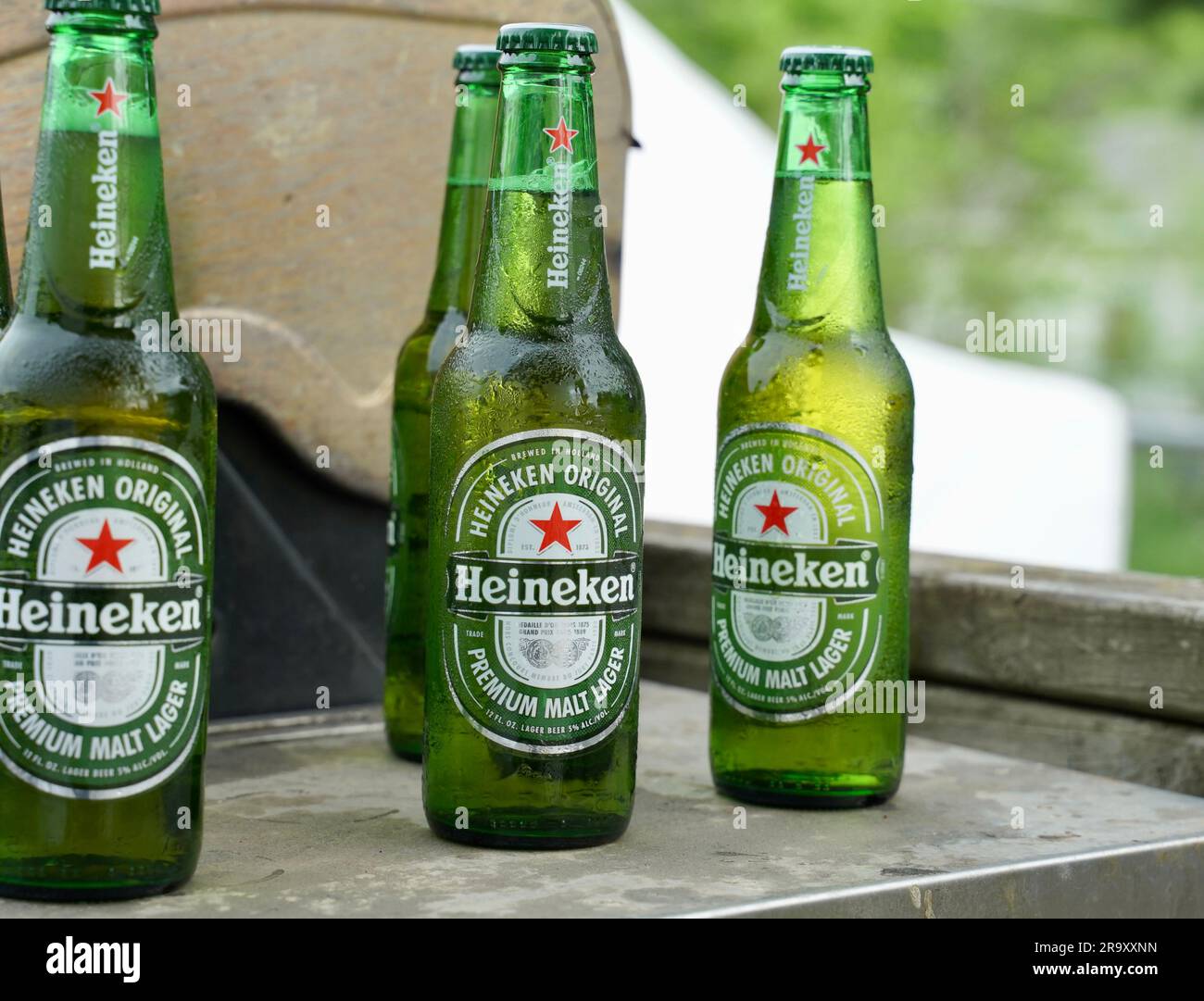 Rockford, IL -27 june2023 :Heineken, Beer. A Heineken beer bottle on a ...