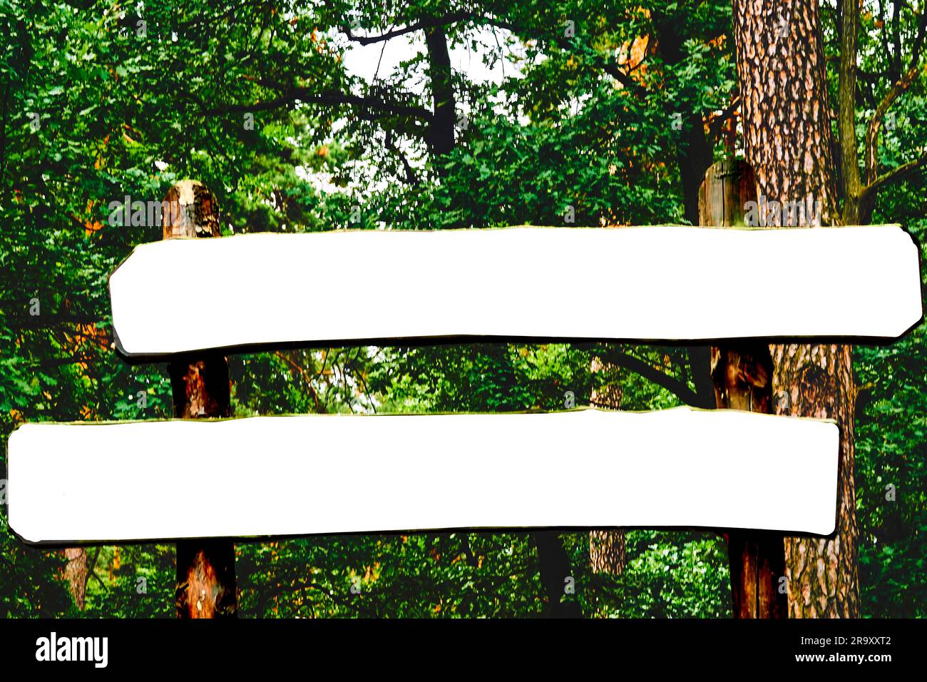 Wooden shield billboard, two bulletin boards in frame for text in green ...
